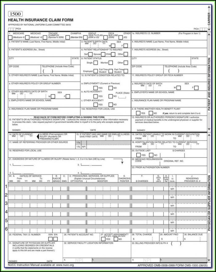 Hcfa 1500 Form Pdf Fillable - Form : Resume Examples #a6Yn87R2Bg